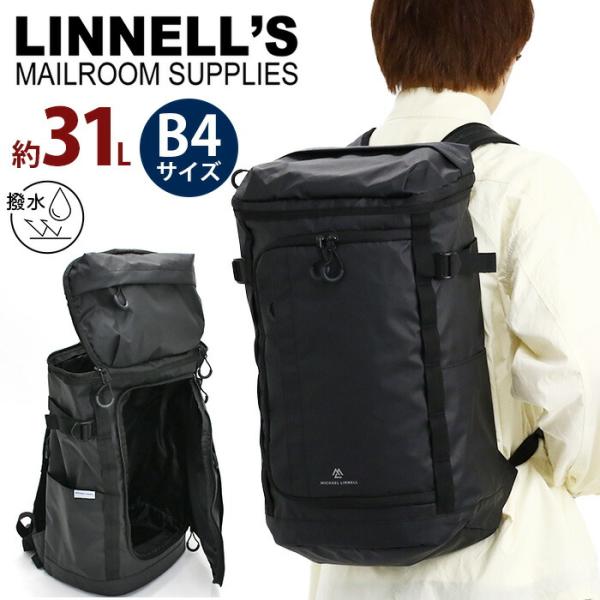 リュック リュックサック MICHAEL LINNELL'S マイケルリンネル スクエア バックパック 31L B4 メンズ 男性 通勤 通学 人気 ブラック PC タブレット バレンタイン