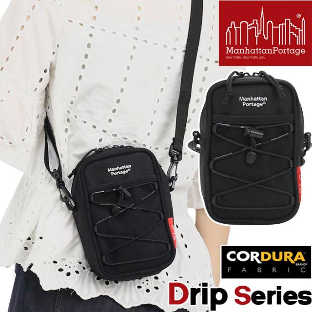 ManhattanPortage マンハッタンポーテージ ショルダーバッグ 正規品 ショルダー ミニショルダー バッグ 斜め掛け 肩掛け サブバッグ メンズ レディース コーデュラ 大人 カジュアル 黒 ブラック A6 Cobble Hill Bag (MD) Drip ドリップ MP1436LPBC 【CPT】