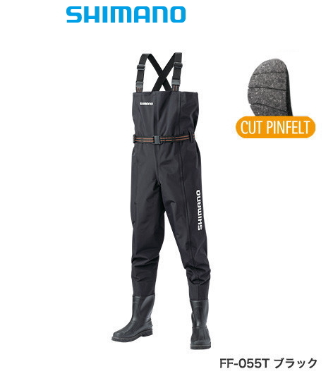 シマノ ハイパーウェーダー チェストハイ・カットピンフェルトソール FF-055T ブラック 3L / 釣具 shimano