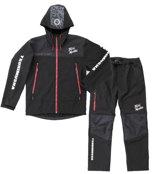釣武者 3Dストレッチウィンドガードスーツ TM Ver. ブラック Sサイズ / ウェア / 釣具