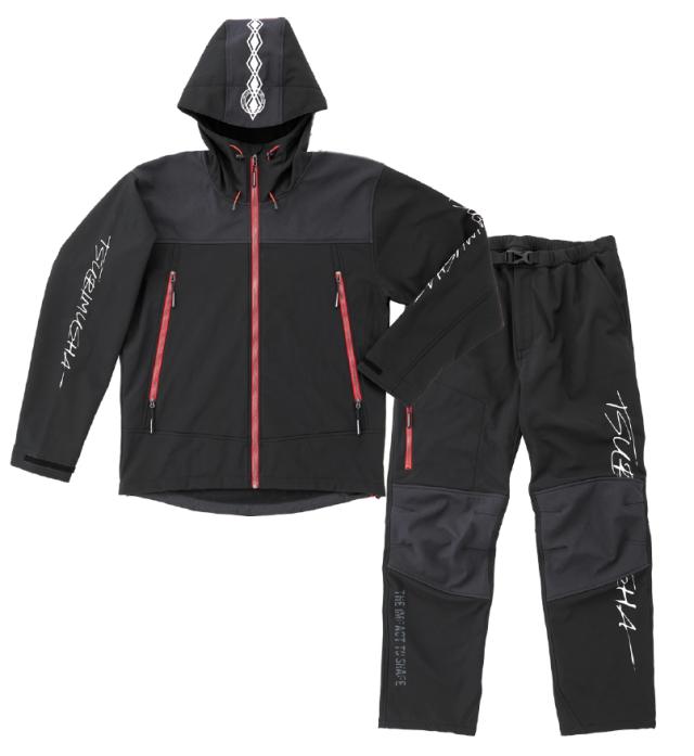 釣武者 3Dストレッチウィンドガードスーツ Script Ver. ブラック Mサイズ / ウェア / 釣具