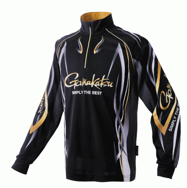 がまかつ 2WAYプリントジップシャツ GM-3734 ブラック 3Lサイズ / ウェア gamakatsu