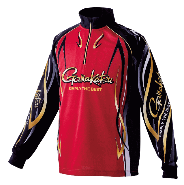 がまかつ 2WAYプリントジップシャツ GM-3734 レッド 3Lサイズ / ウェア gamakatsu
