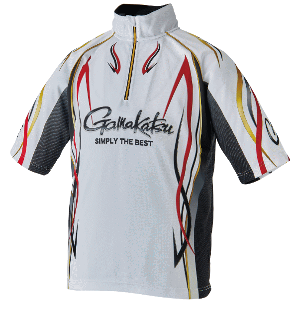 がまかつ 2WAYプリントジップシャツ (半袖) GM-3735 ホワイト Lサイズ / ウェア gamakatsu