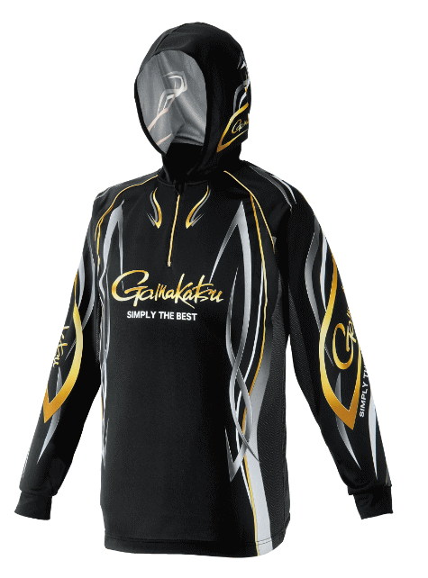 がまかつ 2WAY プリントジップシャツ フーディ GM-3736 ブラック 5Lサイズ / ウェア gamakatsu