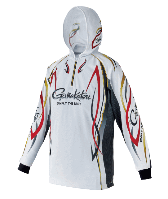 がまかつ 2WAY プリントジップシャツ フーディ GM-3736 ホワイト LLサイズ / ウェア / gamakatsu