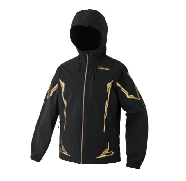 がまかつ ソフトシェルフーディ GM-3765 ブラック×ゴールド 5Lサイズ / ウェア gamakatsu