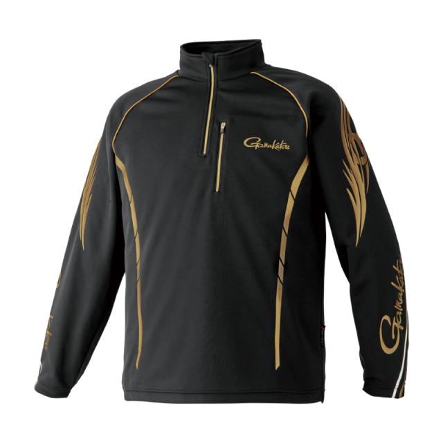 がまかつ 2WAYウォームジップシャツ GM-3766 ブラック×ゴールド 3Lサイズ / gamakatsu