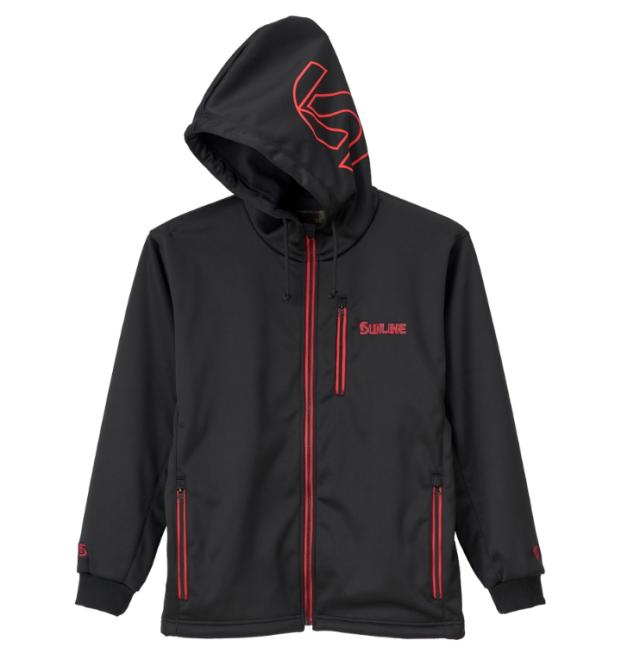 (セール) サンライン フリースフルジップフーディ SUW-02403 ブラック×サンラインレッド Lサイズ