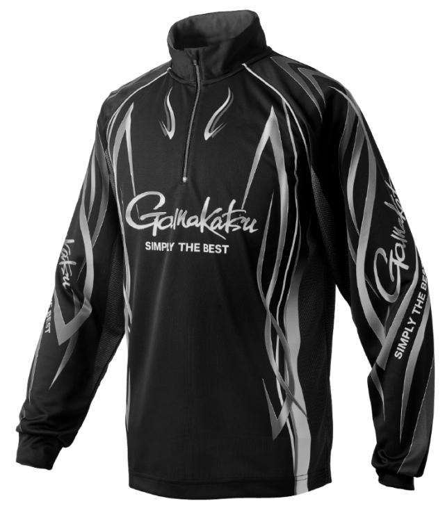 がまかつ 2WAYプリントジップシャツ GM-3734 ブラック×シルバー Lサイズ