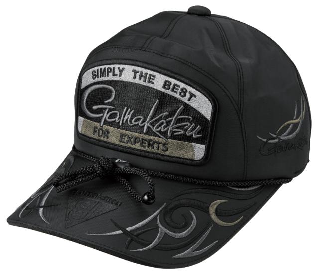 がまかつ フィッシングキャップ(ワッペン) GM-9112 ブラック×ブラック Lサイズ / 帽子 gamakatsu