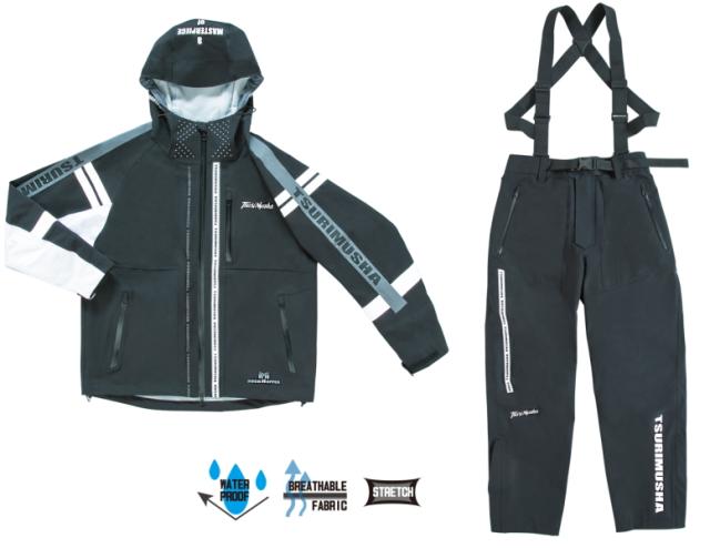 釣武者 テクニカルアーム 3レイヤーレインスーツ グレー LLサイズ / レインウェア 釣具