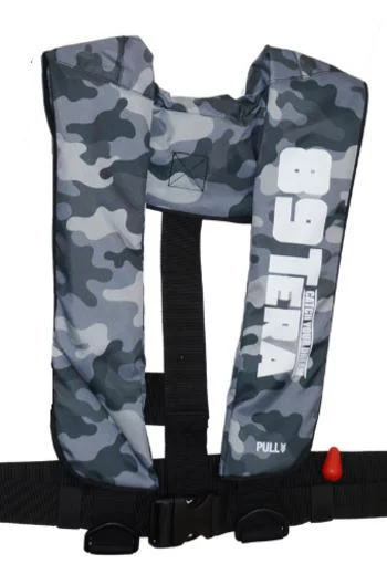 ラムセス Lamses 自動膨張検定付救命衣 ベスト LJ-1877 フリー グレーカモ / ライフジャケット 救命具 釣具