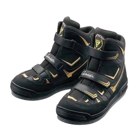 がまかつ フェルトスパイクシューズ(パワータイプ) GM-4514 ブラック×ゴールド L(25.5〜26.0cm)サイズ / 磯靴