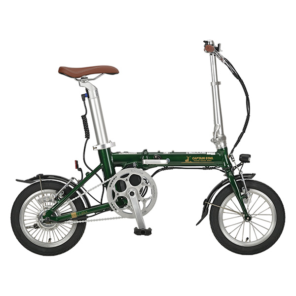 キャプテンスタッグ CAPTAIN STAG eリライト電動AL-FDB141 グリーン 折畳み自転車 14型 YG-1542 沖縄・離島配送不可