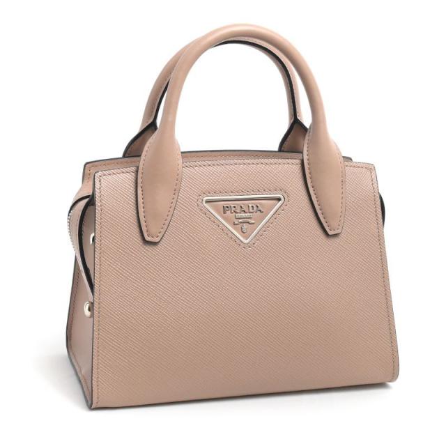 プラダ ハンドバッグ 1BA269 サフィアーノキュイール カメオ ショルダーバッグ 肩掛けバッグ トライアングルロゴ ベージュ 中古 送料無料