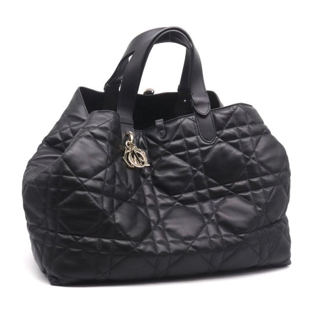 ディオール トゥジュールバッグラージ M2820OSHJ_M900 ブラック マクロカナージュ レザー ハンドバッグ ゴールド金具 中古 送料無料