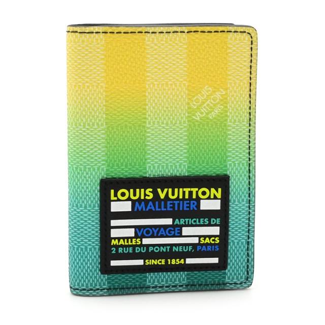 ルイヴィトン オーガナイザードゥポッシュ M81320 ダミエストライプ グラデーション グリーン カードケース パスケース 中古 送料無料