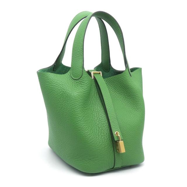 エルメス ピコタンロックPM B刻印 2023年製 トリヨンクレマンス ヴェールユッカ ゴールド金具 ハンドバッグ 手提げバッグ 中古 送料無料