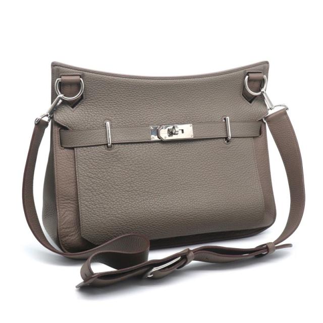 エルメス ジプシエール34 □Q刻印 2013年製 トリヨンクレマンス エタン グレー バイカラー ショルダーバッグ 中古 送料無料