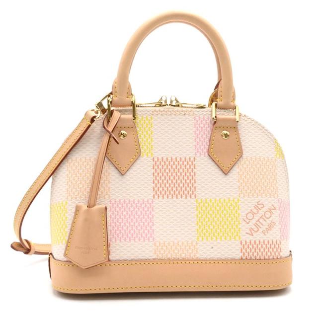 ルイヴィトン アルマBB N40516 ダミエリシャス ピンク ハンドバッグ ショルダーバッグ クロスボディバッグ 2WAY 黄色 橙 中古 送料無料