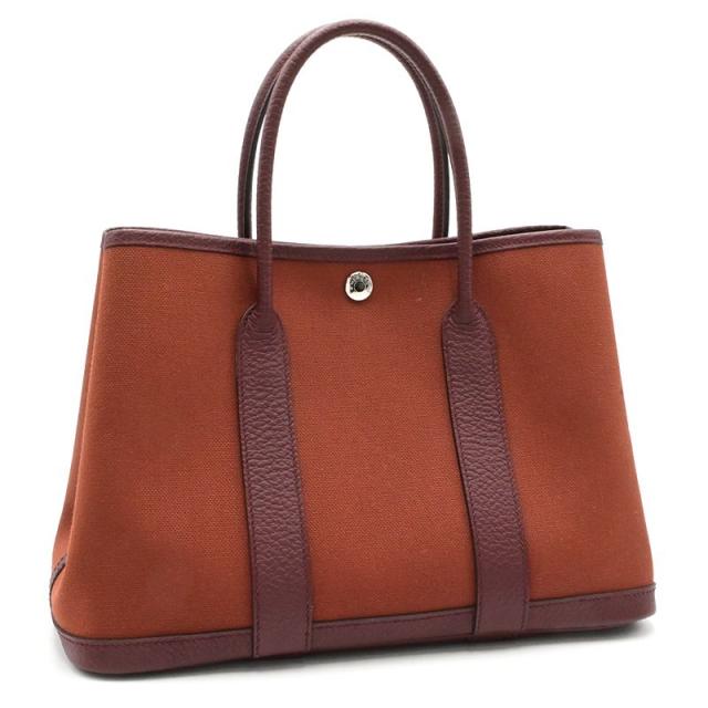 エルメス ガーデンパーティTPM Y刻印 2020年製 トワルオフィシエ ネゴンダ ルージュアッシュ ブラウン シルバー金具 30cm 中古 送料無料