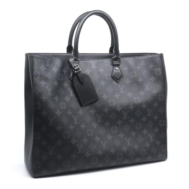 ルイヴィトン グランサック M44733 モノグラムエクリプス トートバッグ ビジネスバッグ ハンドバッグ メンズ ブラック 黒 中古 送料無料