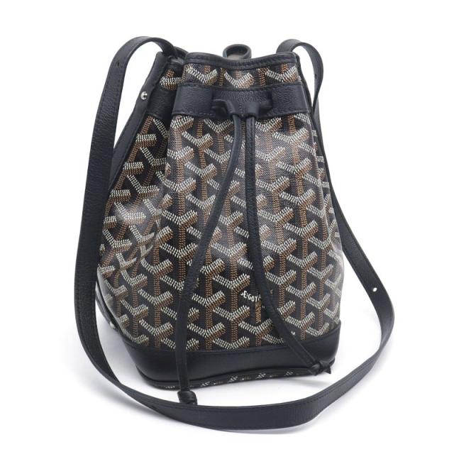 ゴヤール プティフロバケットバッグ PEFLOTPMLTY01CL01P ゴヤールディンキャンバス シュヴロッシュカーフスキン ブラック 中古 送料無料