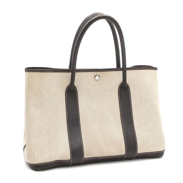 エルメス ガーデンパーティPM □I刻印 2005年製 トワルアッシュ ネゴンダ ナチュラル マロン トートバッグ ハンドバッグ 中古 送料無料