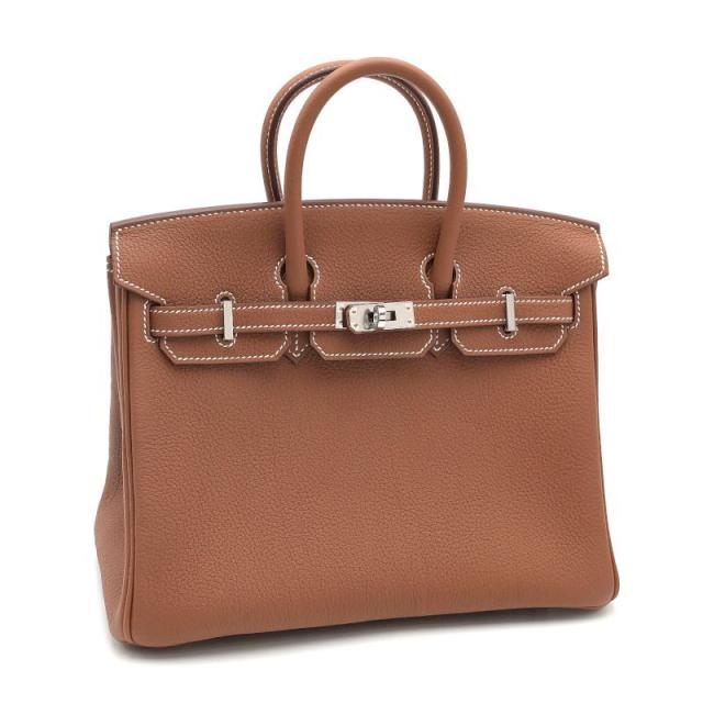 エルメス バーキン25 K刻印 2025年製 トゴ ゴールド シルバー金具 ハンドバッグ 手提げバッグ トートバッグ ブラウン 茶色 中古 送料無料