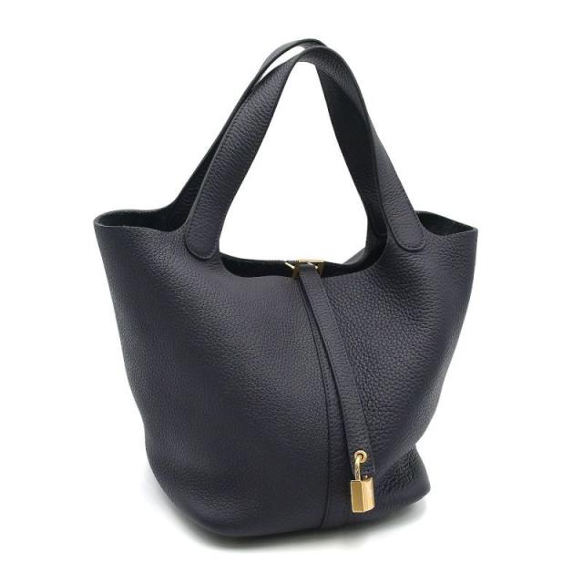 エルメス ピコタンロックMM U刻印 2022年製 トリヨンクレマンス キャバン ハンドバッグ 手提げバッグ ネイビー 紺 中古 送料無料