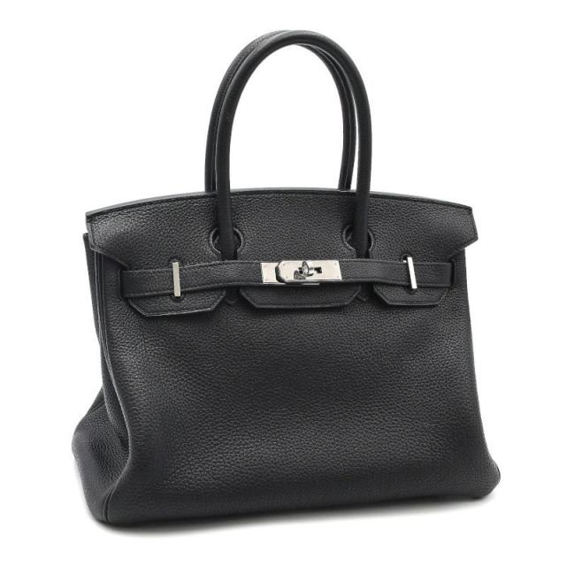 エルメス バーキン30 □M刻印 2009年製 トゴ ブラック シルバー金具 ハンドバッグ 手提げバッグ トートバッグ 黒 中古 送料無料