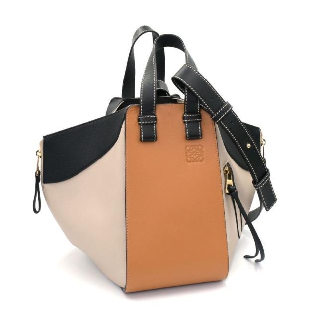 ロエベ ハンモックバッグ スモール 387.30PS35 カーフレザー ベージュ ブラウン ブラック ショルダーバッグ ハンドバッグ 中古 送料無料