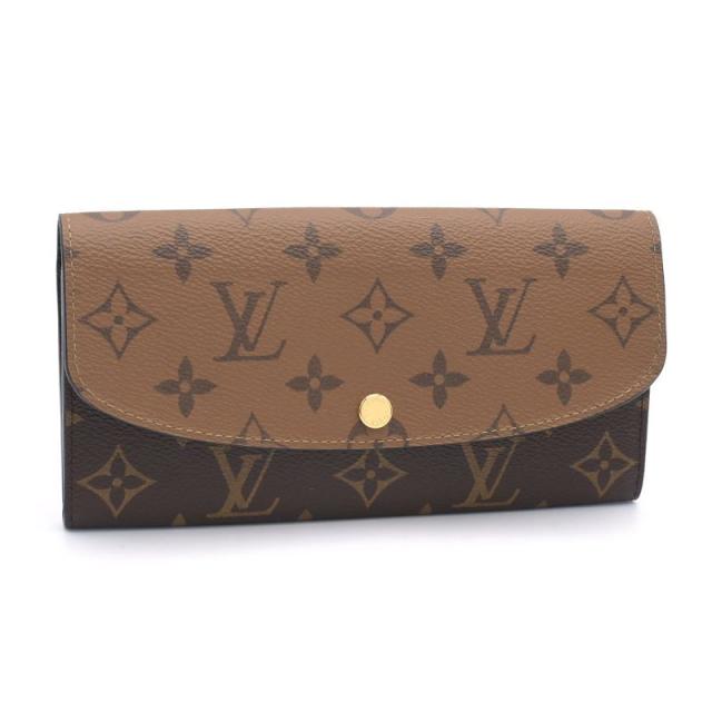ルイヴィトン ポルトフォイユエミリー M82157 モノグラムリバース ホック長財布 フラップ長財布 ロングウォレット ブラウン 中古 送料無料