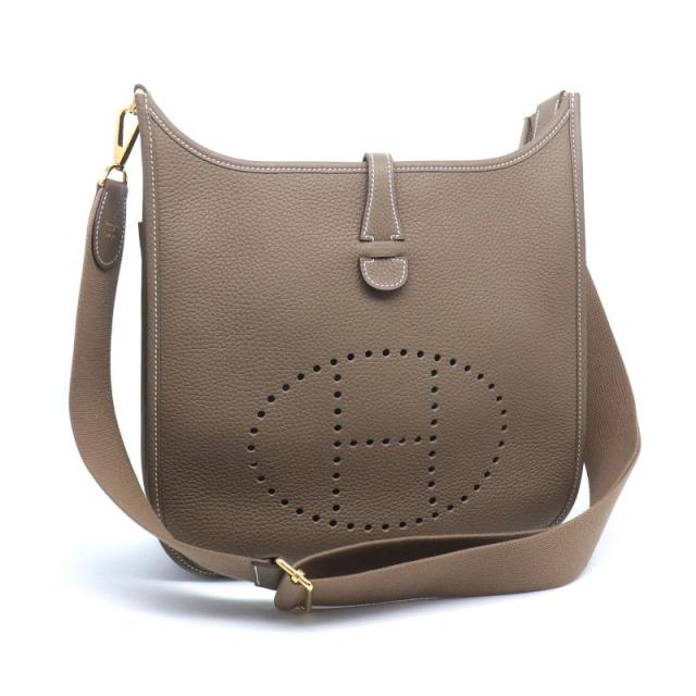 エルメス エヴリン3 PM B刻印 2023年製 トリヨンクレマンス エトゥープ シルバー金具 ショルダーバッグ 斜め掛け 肩掛け 茶 中古 送料無料