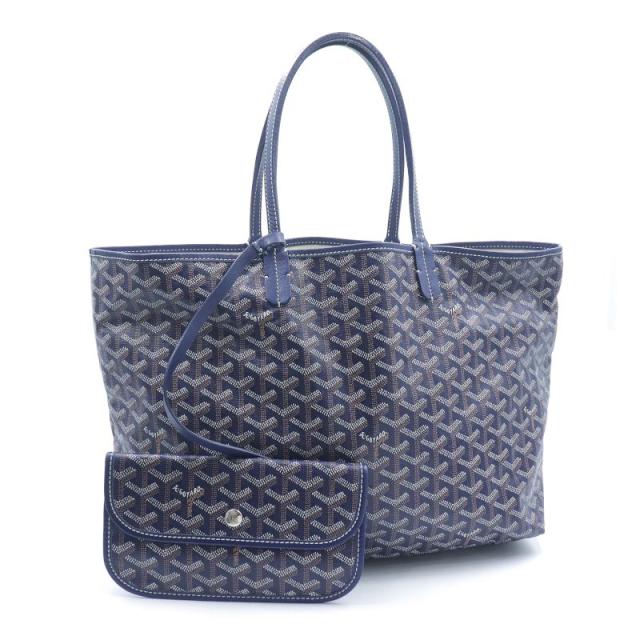 ゴヤール サン・ルイPM バッグ  STLOUIPMLTY12CL12P ゴヤールディンキャンバス シュヴロッシュカーフスキン ネイビー  中古 送料無料