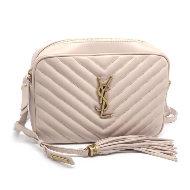 サンローラン ルー 520534 レザー ピンク ショルダーバッグ カメラバッグ クロスボディバッグ YSLロゴ ゴールド金具 中古 送料無料