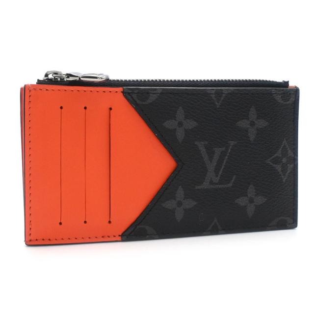 ルイヴィトン カードホルダー M25843 モノグラムエクリプス サンライズオレンジ ケース カードケース ブラック 中古 送料無料