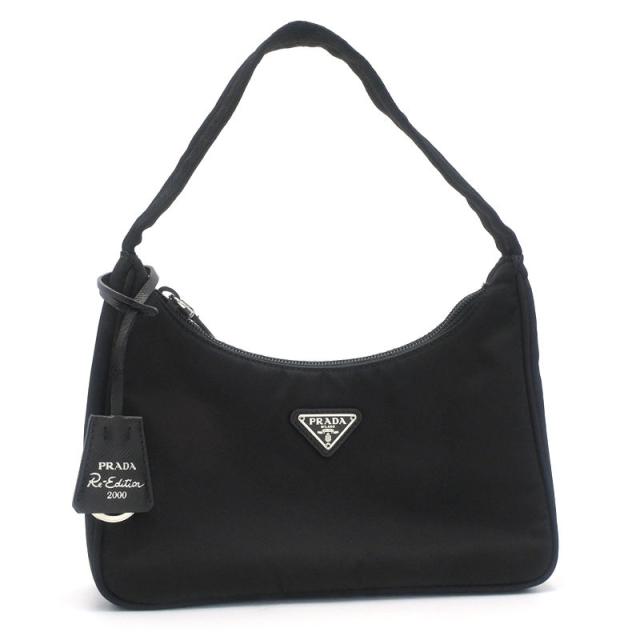プラダ リエディション2000 リナイロン ミニバッグ 1NE515 ナイロン ブラック 三角ロゴ トライアングルロゴ ロゴプレート 中古 送料無料