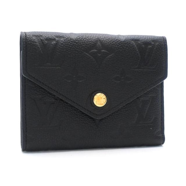 ルイヴィトン ポルトフォイユヴィクトリーヌ M64060 モノグラムアンプラント ノワール 3つ折り財布 三つ折り財布 ブラック 中古 送料無料