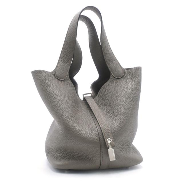 エルメス ピコタンロックMM X刻印 2016年製 トリヨンクレマンス エタン シルバー金具 ハンドバッグ 手提げバッグ グレー 中古 送料無料