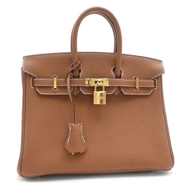 エルメス バーキン25 W刻印 2024年製 トゴ ゴールド ゴールド金具 ハンドバッグ 手提げバッグ トートバッグ ブラウン 茶色 中古 送料無料