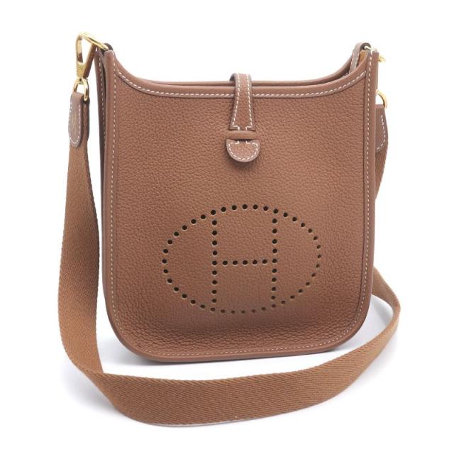 エルメス エヴリンTPM U刻印 2022年製 トリヨンクレマンス ゴールド ショルダーバッグ ゴールド金具 エブリン ブラウン 茶色 中古 送料無料