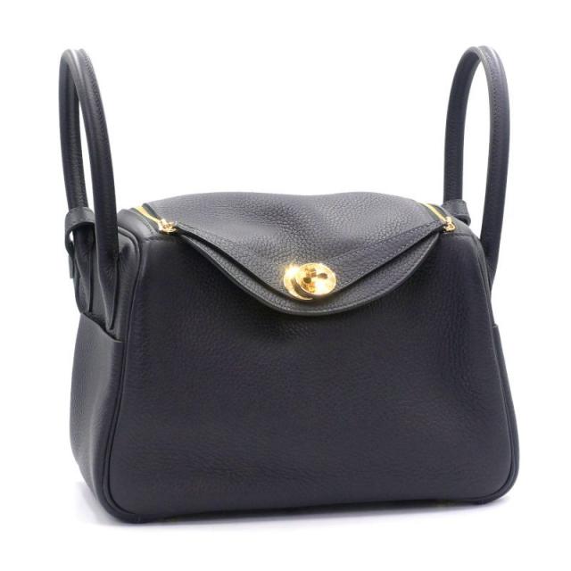 エルメス リンディ26 B刻印 2023年製 トリヨンクレマンス キャバン ゴールド金具 ハンドバッグ ショルダーバッグ ネイビー 中古 送料無料