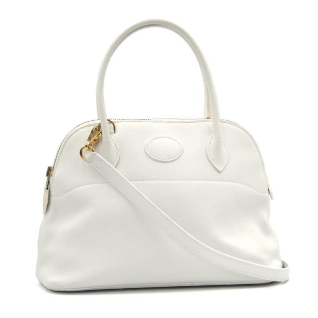 エルメス ボリード27 □L刻印 2008年製 ヴォースイフト ホワイト 白 ゴールド金具 ハンドバッグ ショルダーバッグ 2WAY 中古 送料無料