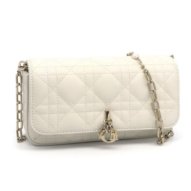 ディオール マイディオールディオールトークフォンバッグ S0977ONMJ_M030 ラムスキン ラテホワイト ショルダーバッグ 中古 送料無料