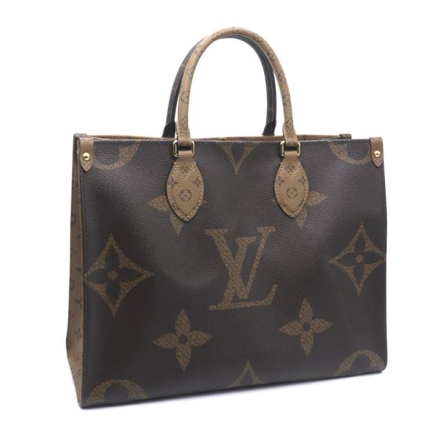 ルイヴィトン オンザゴーMM M45321 モノグラムリバース ハンドバッグ ショルダーバッグ 2WAYバッグ ブラウン ゴールド金具 中古 送料無料