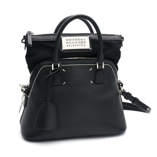 メゾンマルジェラ 5ACミニ S56WG0082 カーフレザー ブラック ショルダーバッグ ハンドバッグ 4ステッチ 2WAY 黒 中古 送料無料