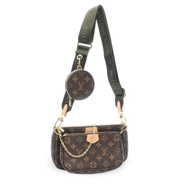 ルイヴィトン ミュルティポシェットアクセソワール M44813 モノグラム カーキ ショルダーバッグ クロスボディバッグ 緑 中古 送料無料