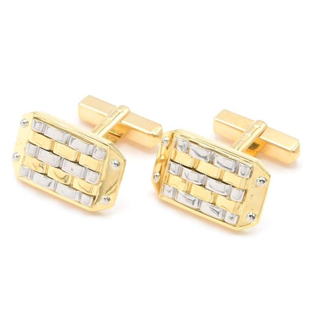 コンビカフス K18YG Pt900 コンビカフリンクス コンビカフスボタン スクエア 2色 二色 イエローゴールド プラチナ 地金約10g 中古 送料無料